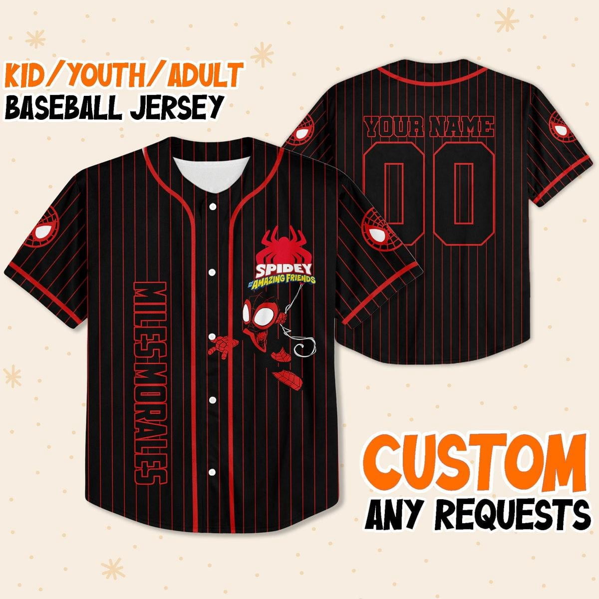 Custom Miles Morales Spidey and His Amazing Friends Baseball Jersey ...