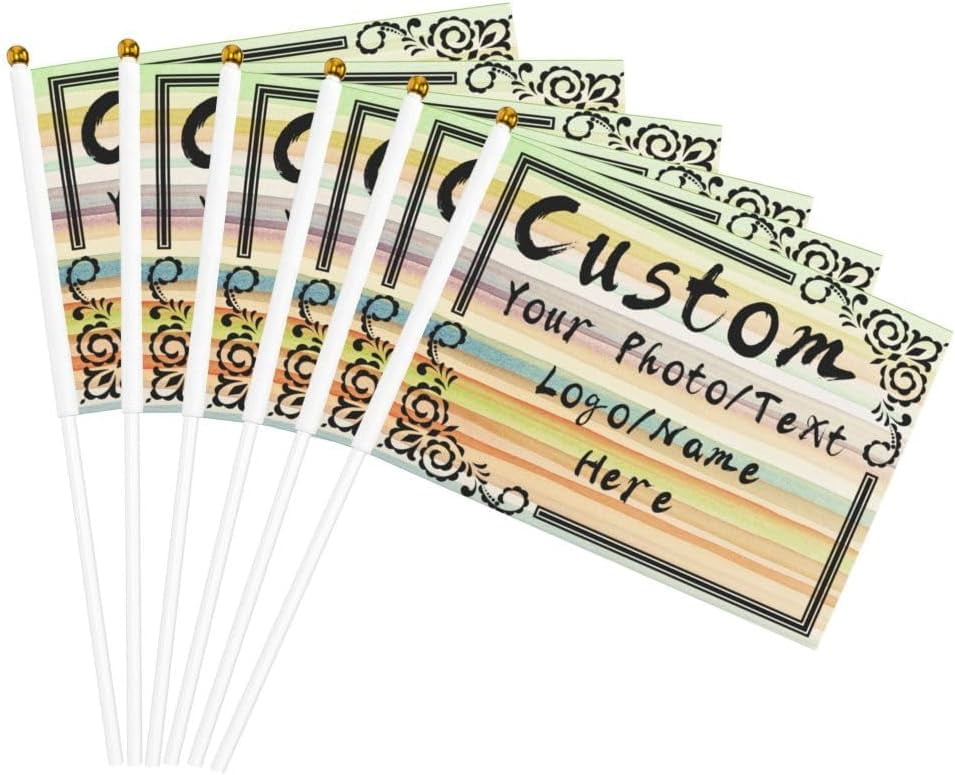 Custom Mini Flag on Stick Make Your Own Flags Personalized Photo Text ...