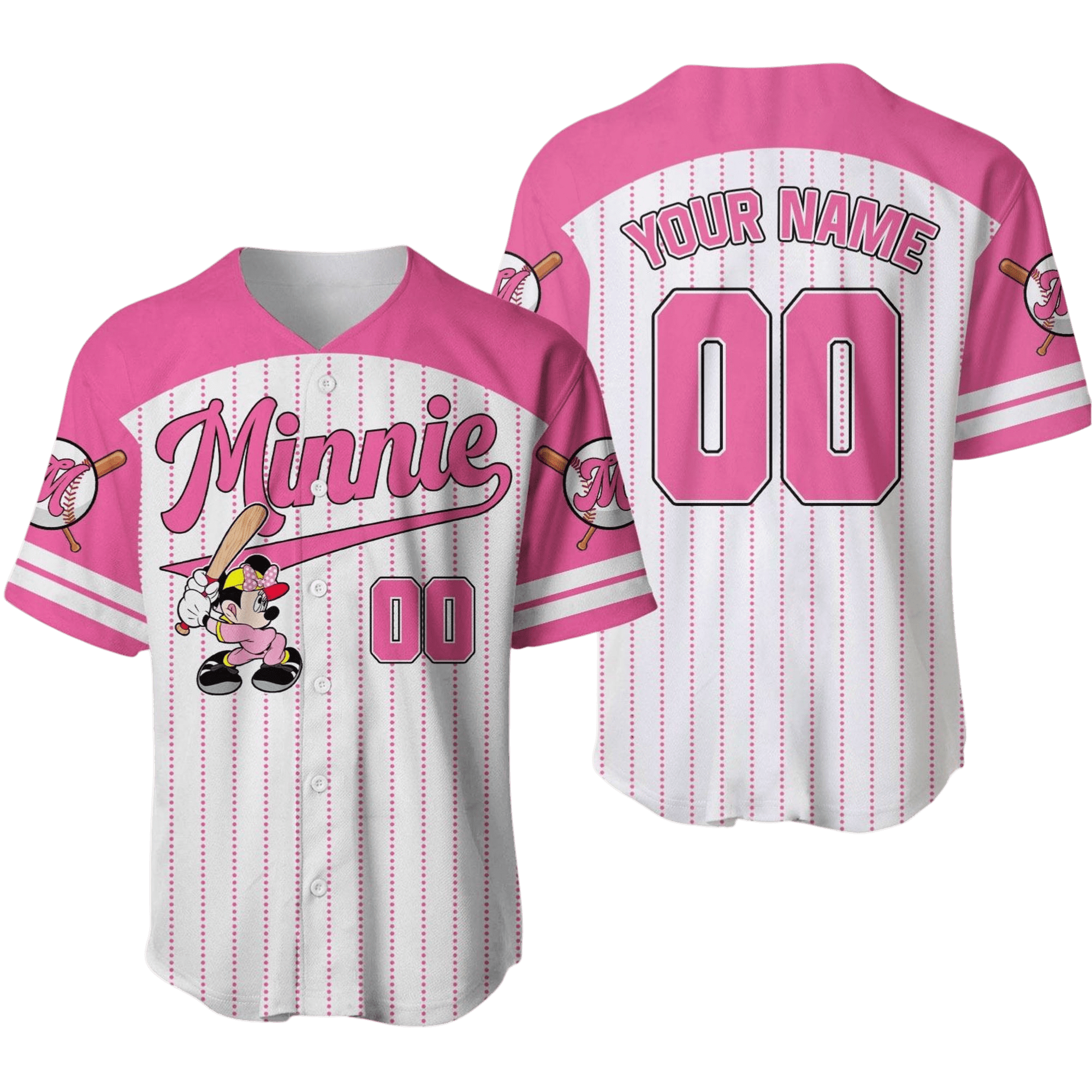 Custom Minnie Mouse Baseball Jersey, Disney Mouse Baseball Shirt ...