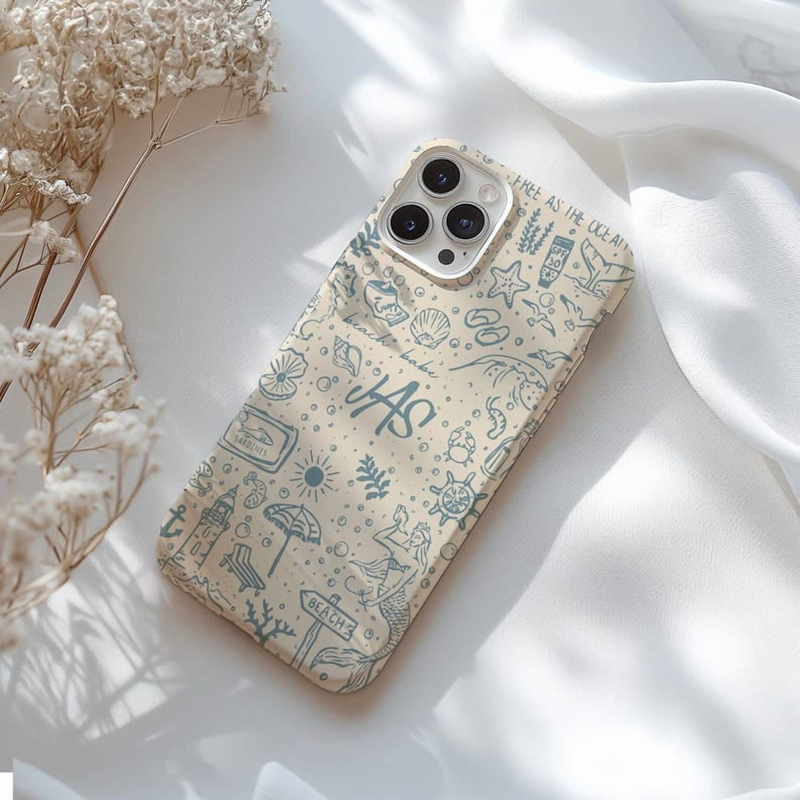 Custom Monogram Fisherman Beach Phone Case for iPhone 11 12 13 14 15 16 ...