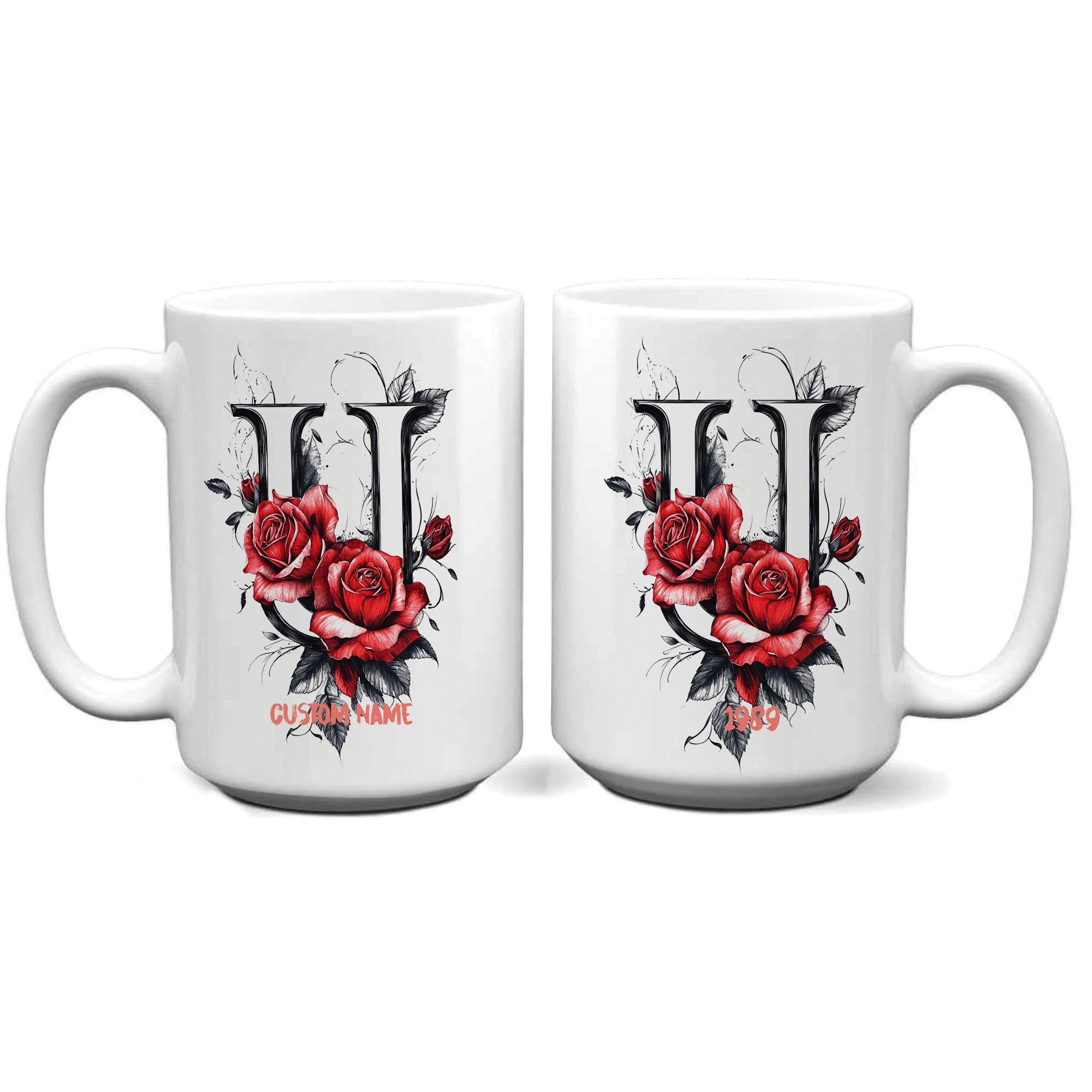 Custom Monogrammed Coffee Mug for Women with Initial 'U' - Personalized ...