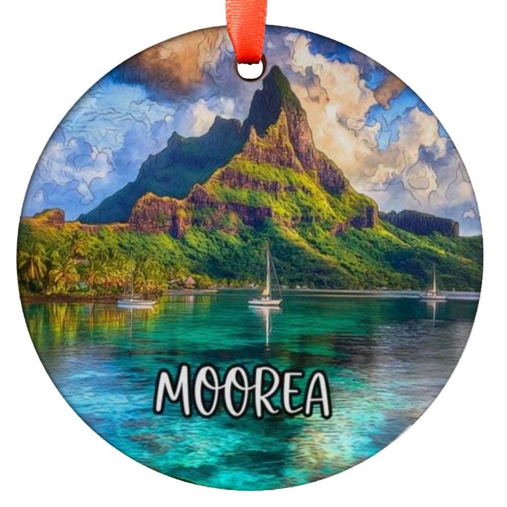 Custom Moorea French Polynesia Ornament | Faux |Unique Souvenir |Vacation Travel Gift | Holiday ...