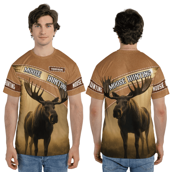 Custom Moose Theme 3D T-Shirt, Moose Forest Wildlife Pattern 3D Tee ...