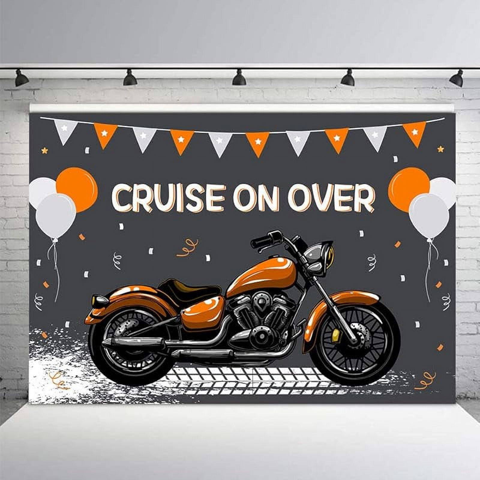Custom Motorcycle Boy Birthday Party Backdrop Props Boy Happy 1st ...