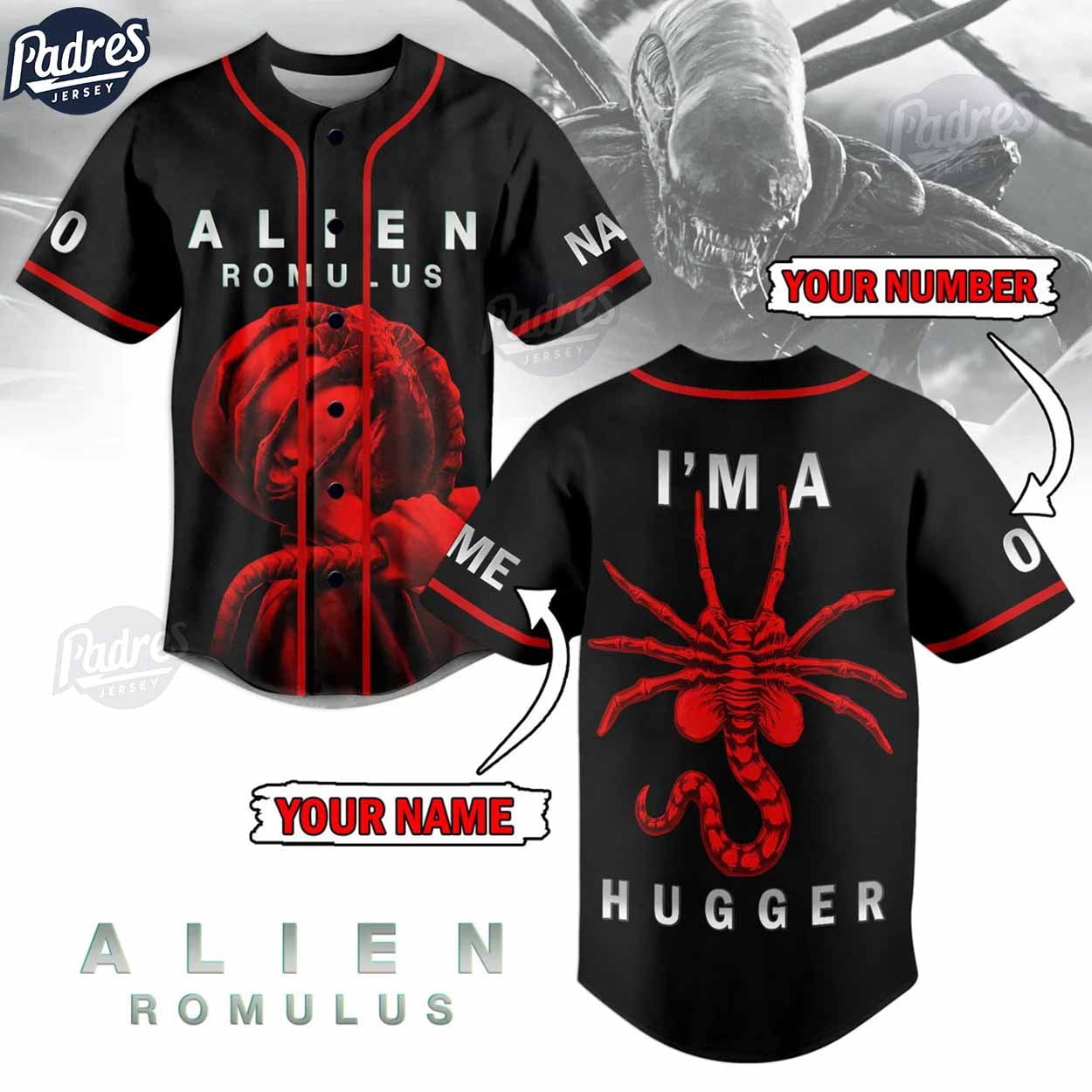 Custom Movie Alien Romulus Facehugger Baseball Jersey - Walmart.com