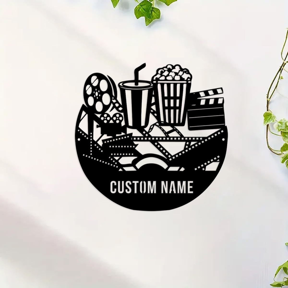 Custom Movie And Popcorn Metal Sign, Home Theater Decor, Movie Room ...