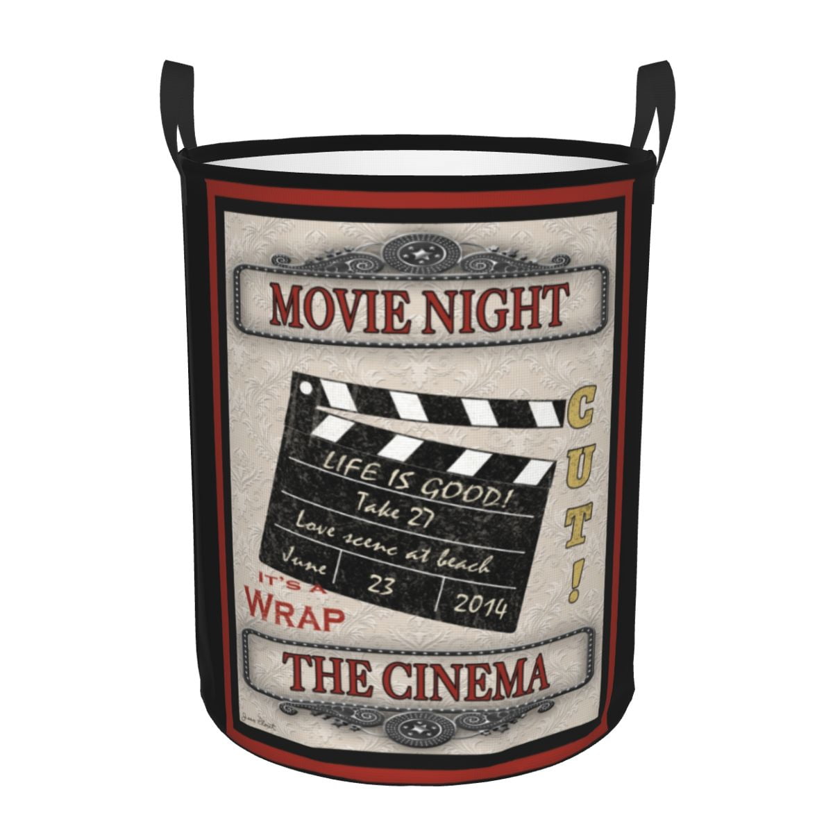 Custom Movie Theater Cinema Camera Popcorn Laundry Hamper Large Clothes ...