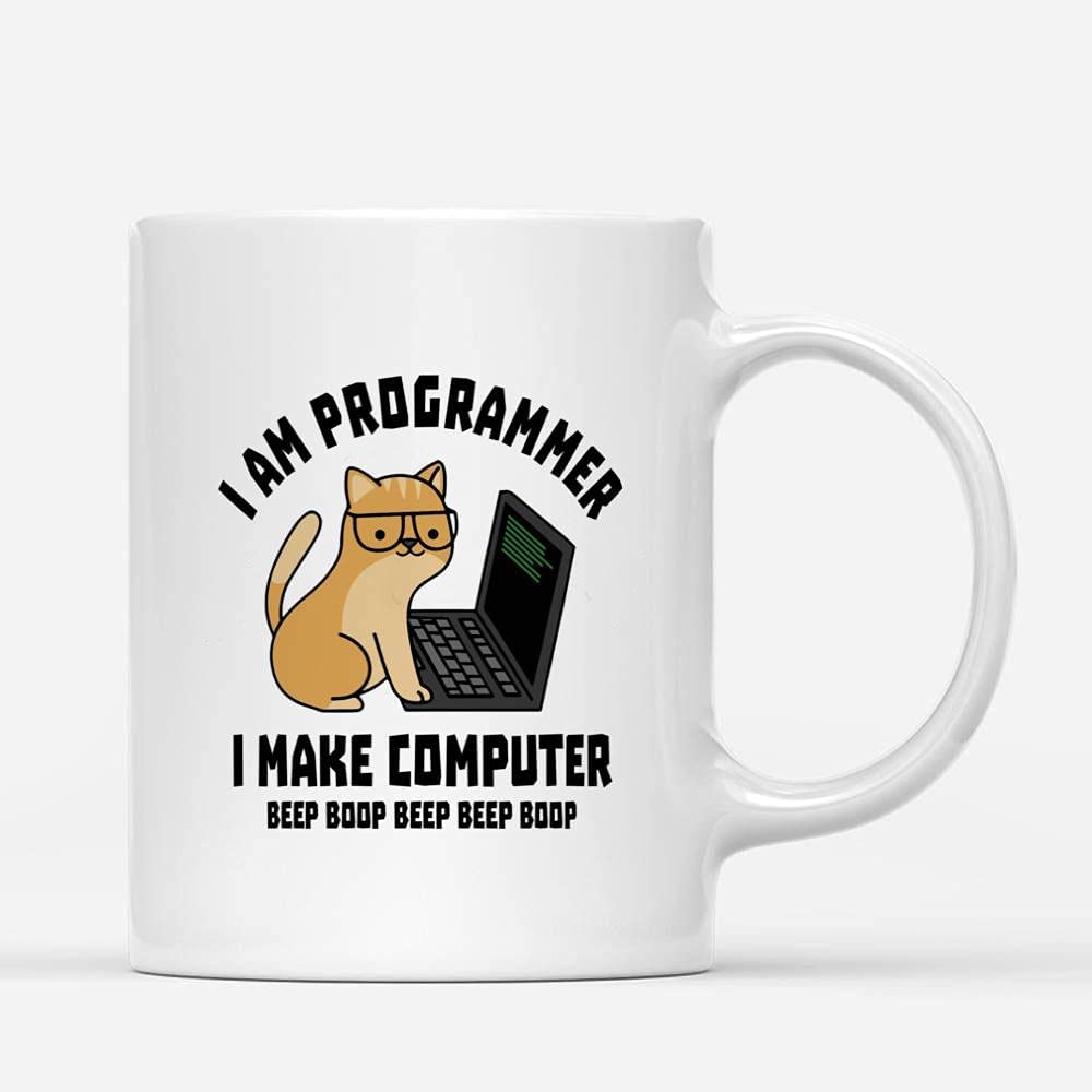 Custom Mugs I am Programmer Make Computer Beep Boop Cat Lovers Funny Kittens Owner Gifts Santa ...