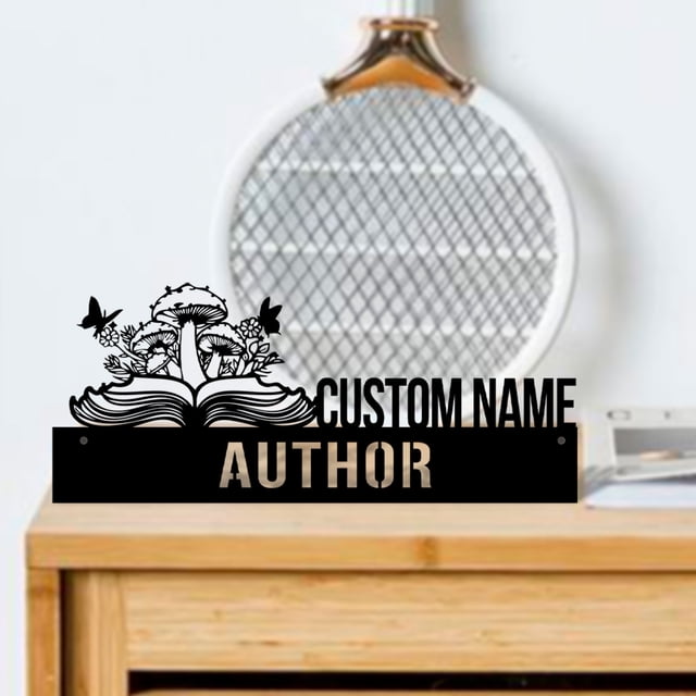 Custom Mystical Mushroom Book Desk Name Plate Wedge Personalized Author ...