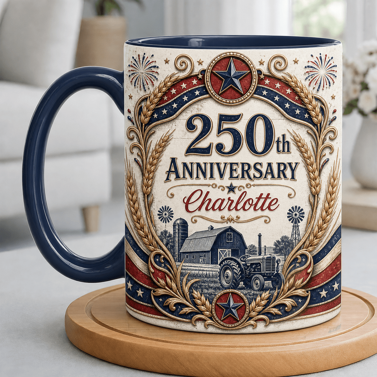 Custom Name 4th of July Farmer Mug, Personalized Patriotic 250th ...