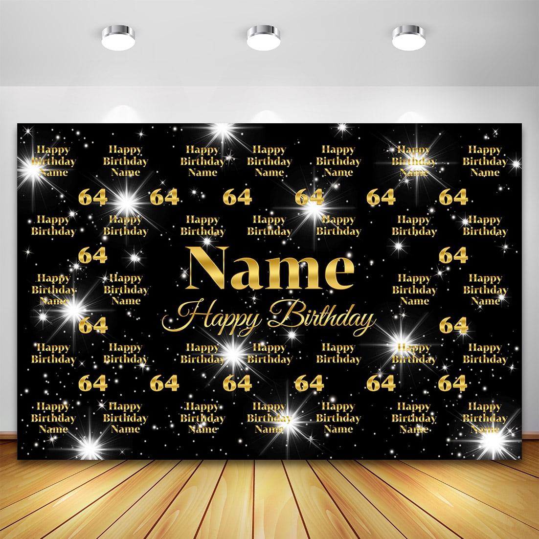 Custom Name Age Birthday Party Backdrop 18th 30th Party Banner Black ...