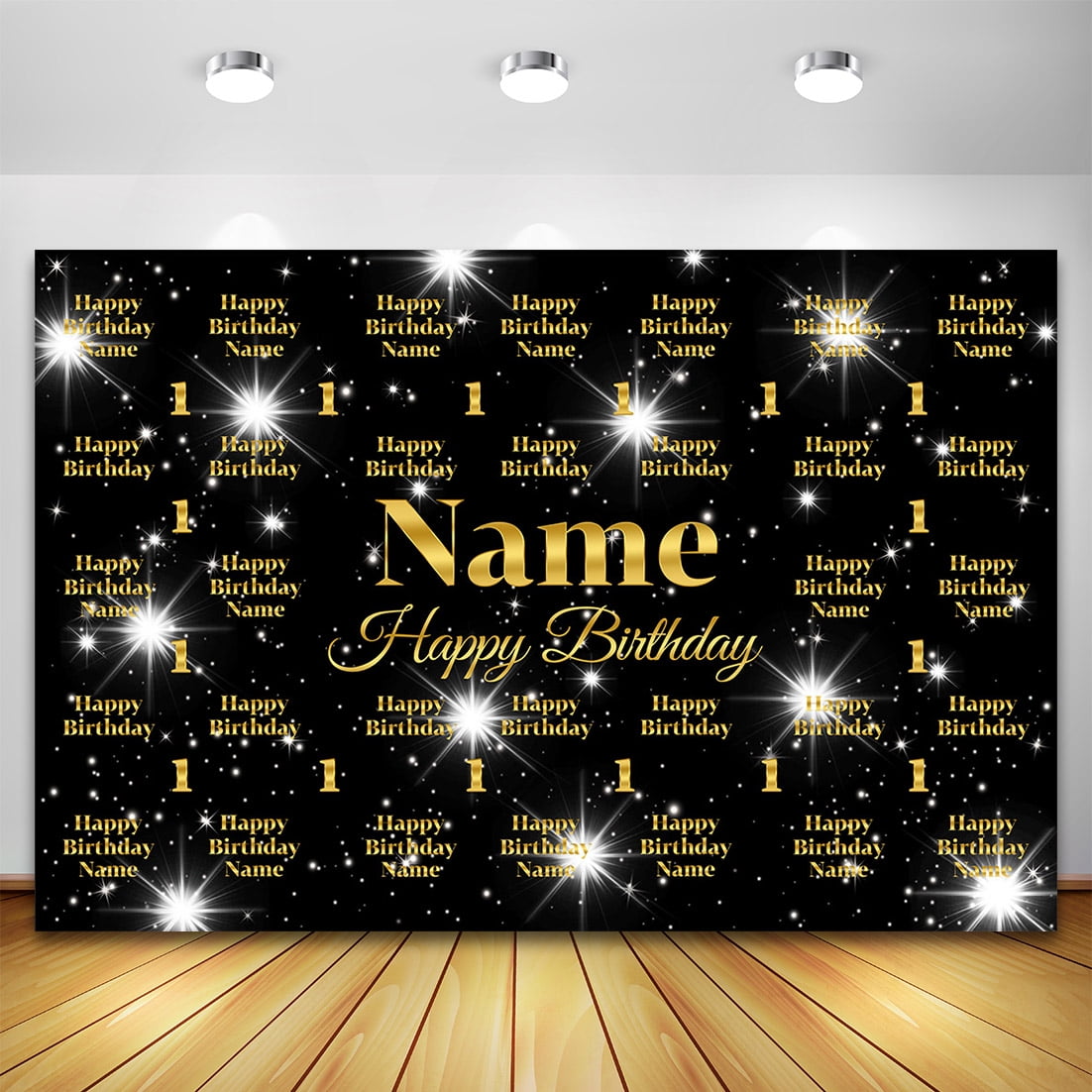 Custom Name Age Birthday Party Backdrop 18th 30th Party Banner Black ...