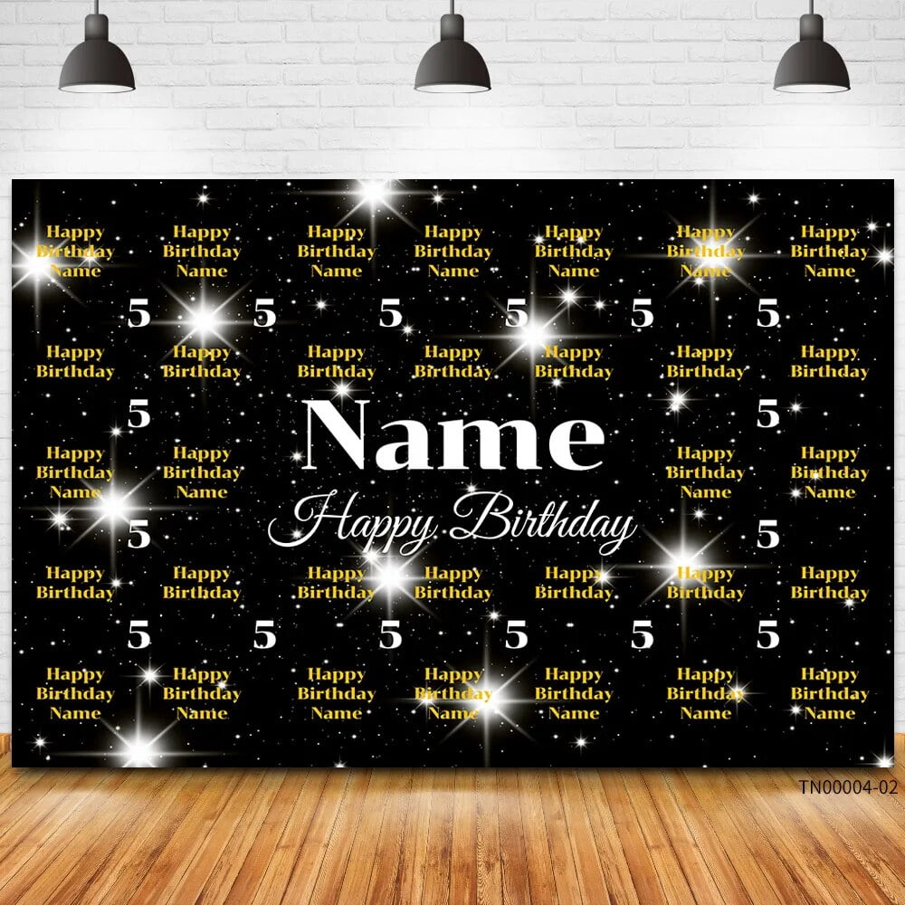 Custom Name Age Text Photo Glitter Birthday Party Banner Backgrounds ...
