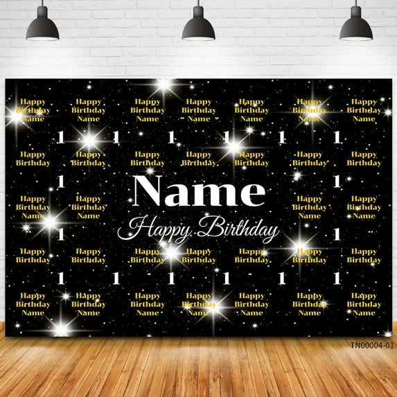 Custom Name Age Text Photo Glitter Birthday Party Banner Backgrounds ...