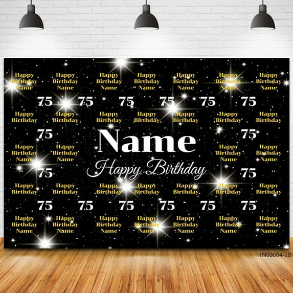 Custom Name Age Text Photo Glitter Birthday Party Banner Backgrounds ...