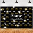 Custom Name Age Text Photo Glitter Birthday Party Banner Backgrounds ...