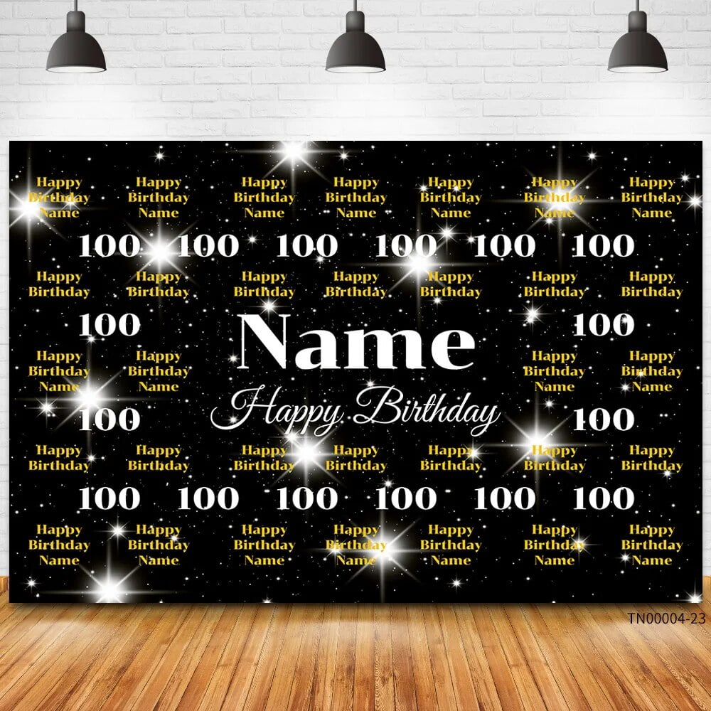 Custom Name Age Text Photo Glitter Birthday Party Banner Backgrounds ...