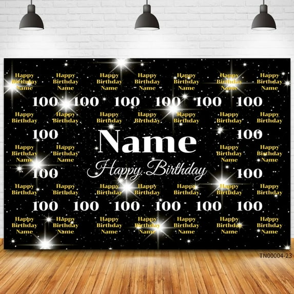 Custom Name Age Text Photo Glitter Birthday Party Banner Backgrounds ...