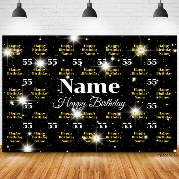 Custom Name Age Text Photo Glitter Birthday Party Banner Backgrounds ...