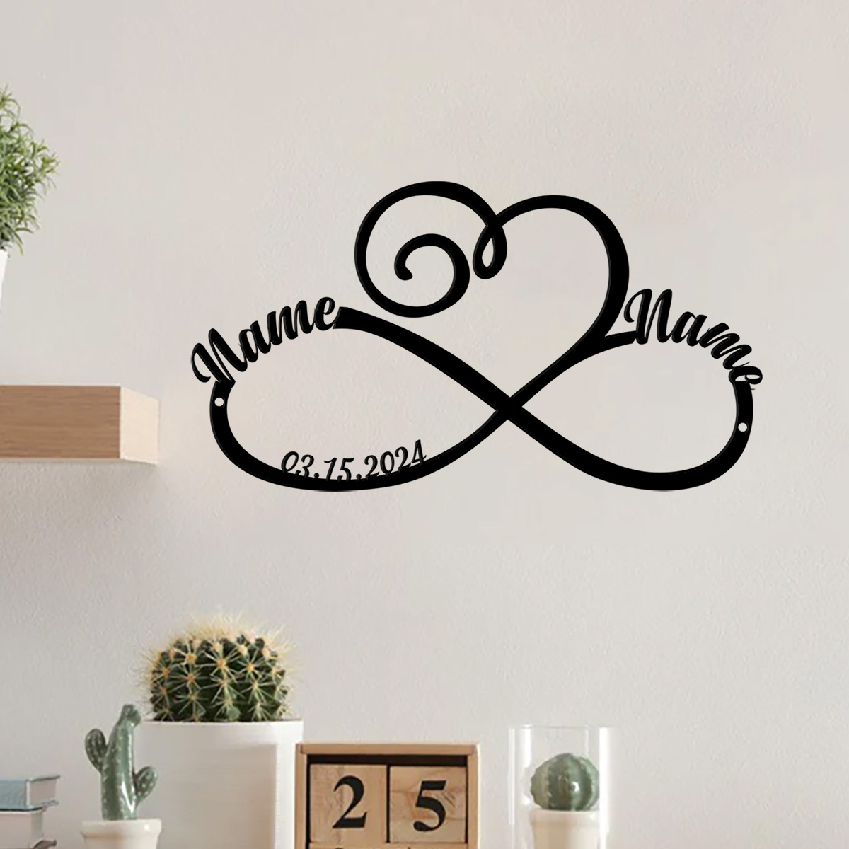 Custom Name And Date Metal Wall Art Love Heart Infinity Metal Sign ...