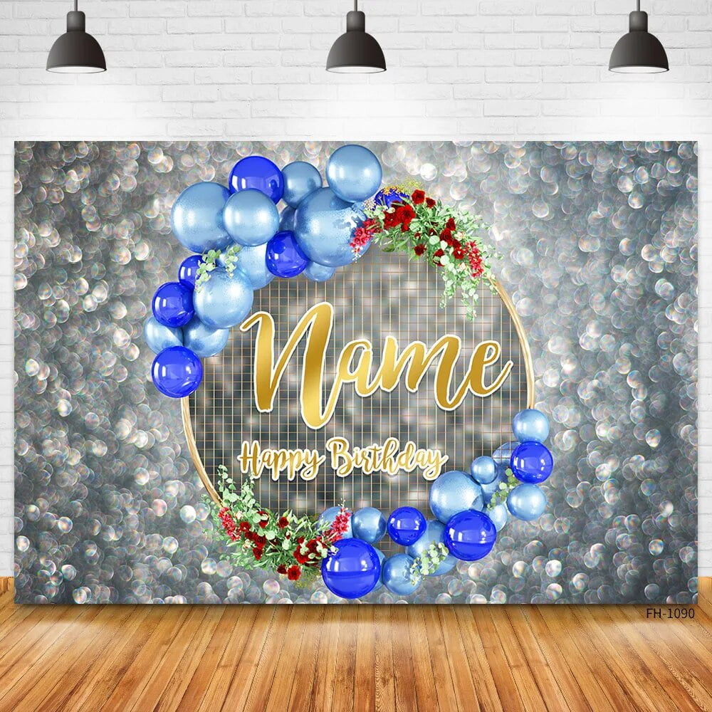 Custom Name Balloons Flower Gold Birthday Party Banner Backgrounds Diy ...