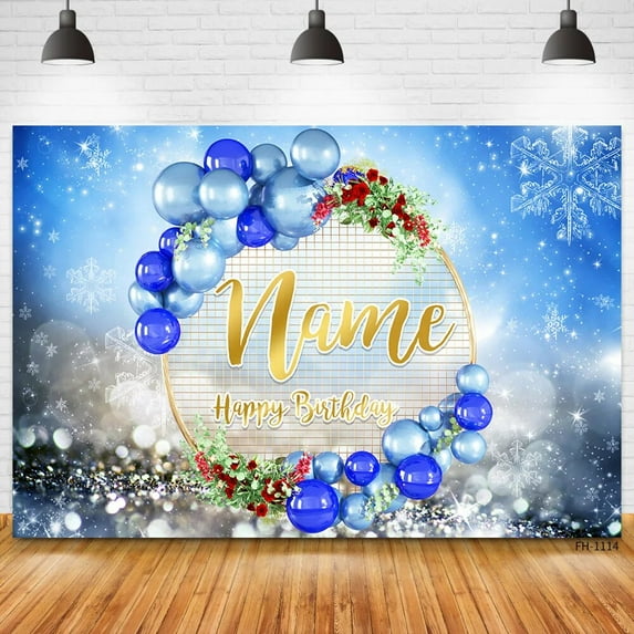 Custom Name Balloons Flower Gold Birthday Party Banner Backgrounds Diy ...