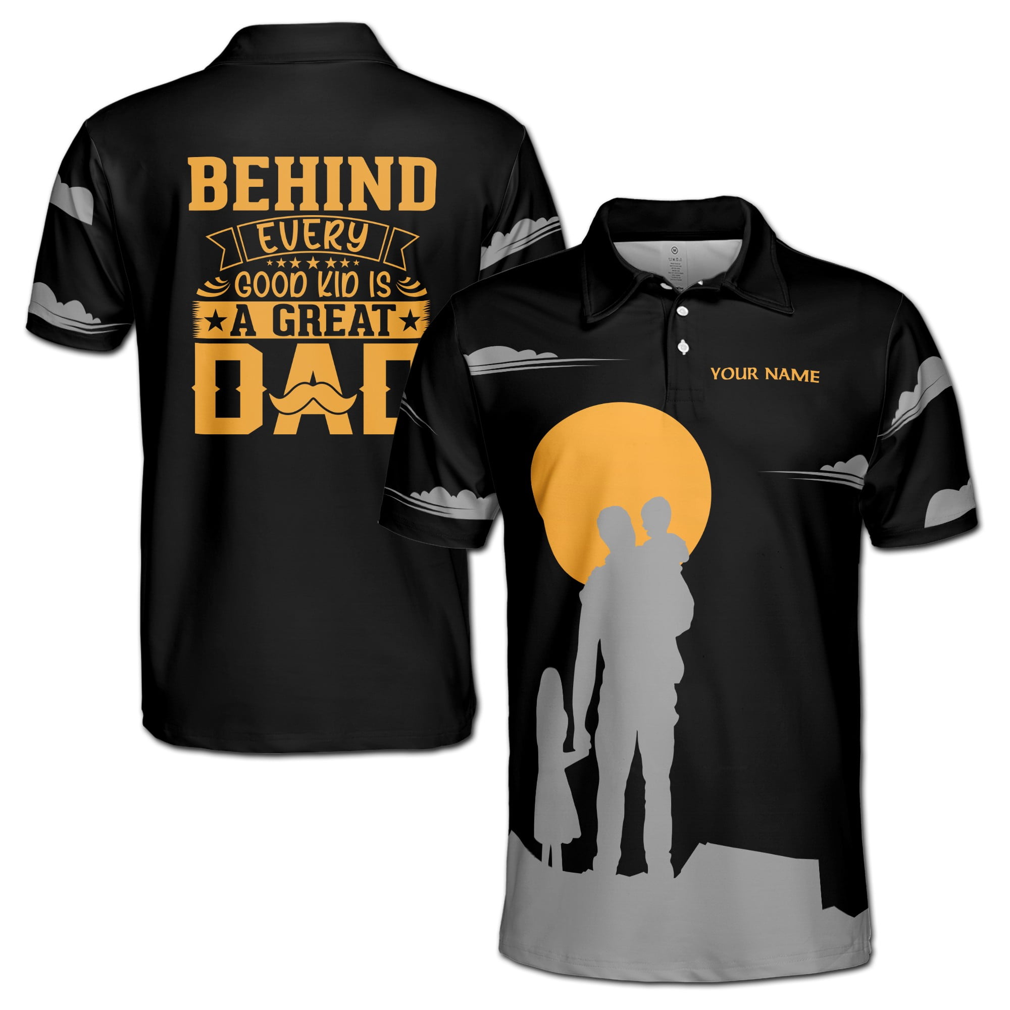 Custom Name Behind Every Good Kid is A Great Dad Men's Polo Shirt S-5XL ...