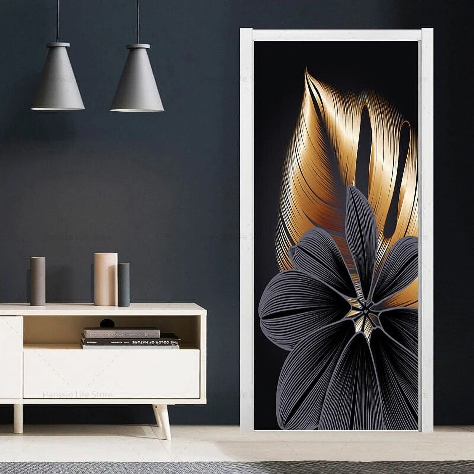 Custom Name Black Gold Door Sticker Cover Self Adhesive PVC Tropical ...