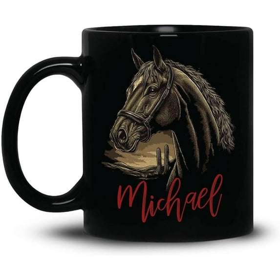 Custom Name Black Mug, Western Horse With Desert Landscape Design ...