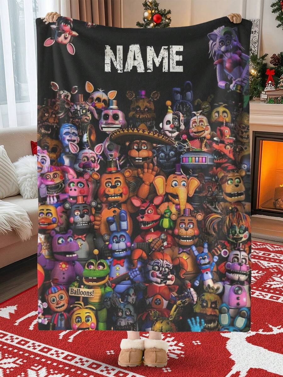 Custom Name Blanket Five Nights Freddy FNAF Tapestry Personalized ...
