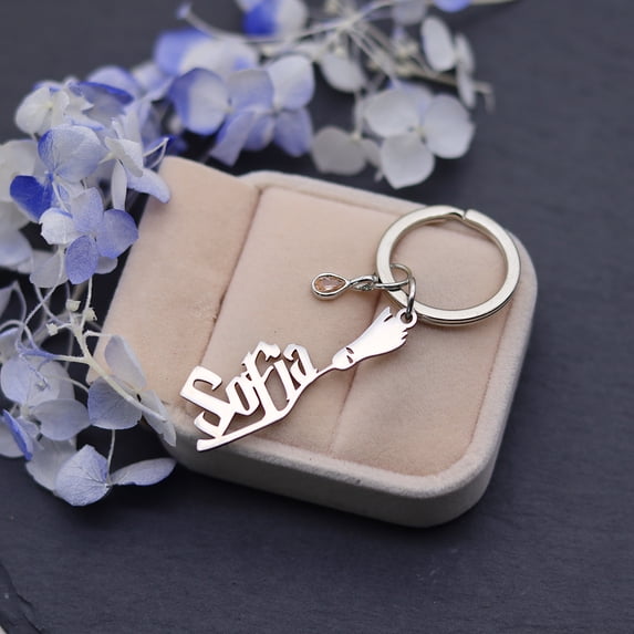 Custom Name Broom Birthstone Keychain Personalized Customized Fairy ...