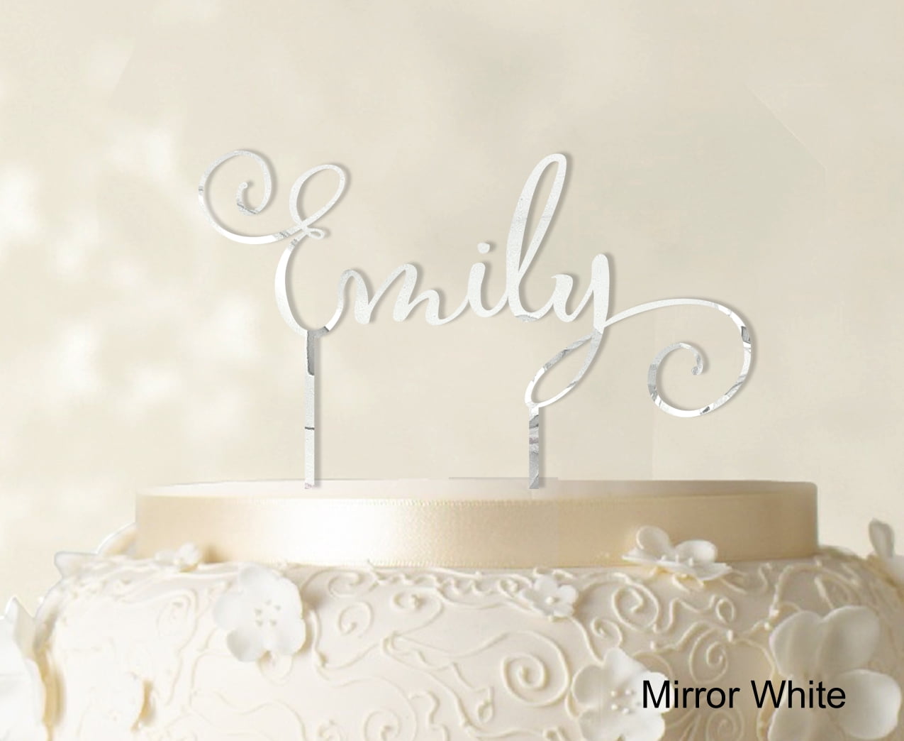 "Custom Name Cake Topper Personalized Mirror White Cake Topper Cake ...