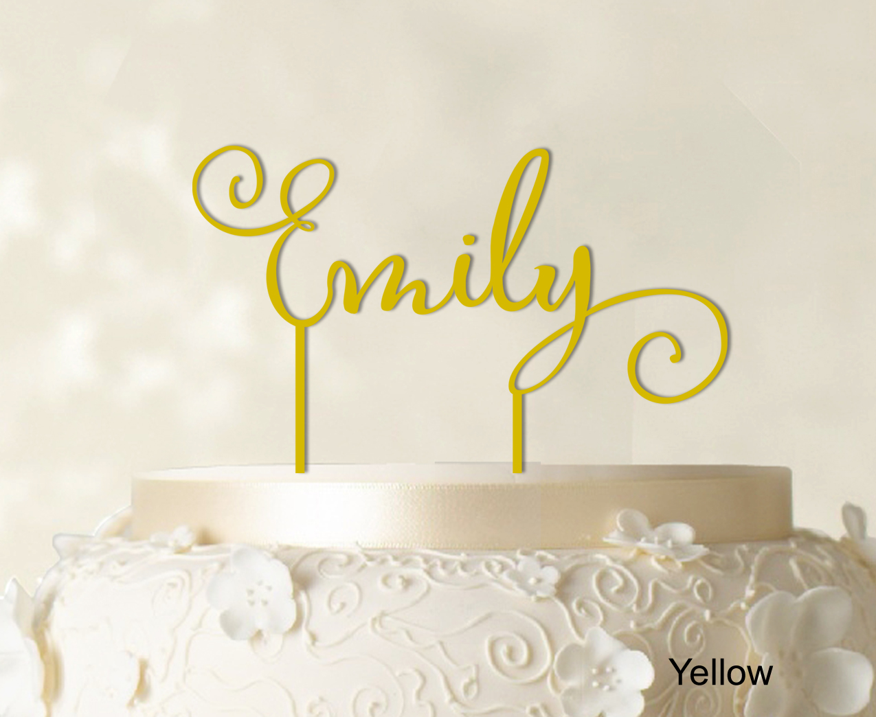 "Custom Name Cake Topper Personalized Yellow Cake Topper Cake ...
