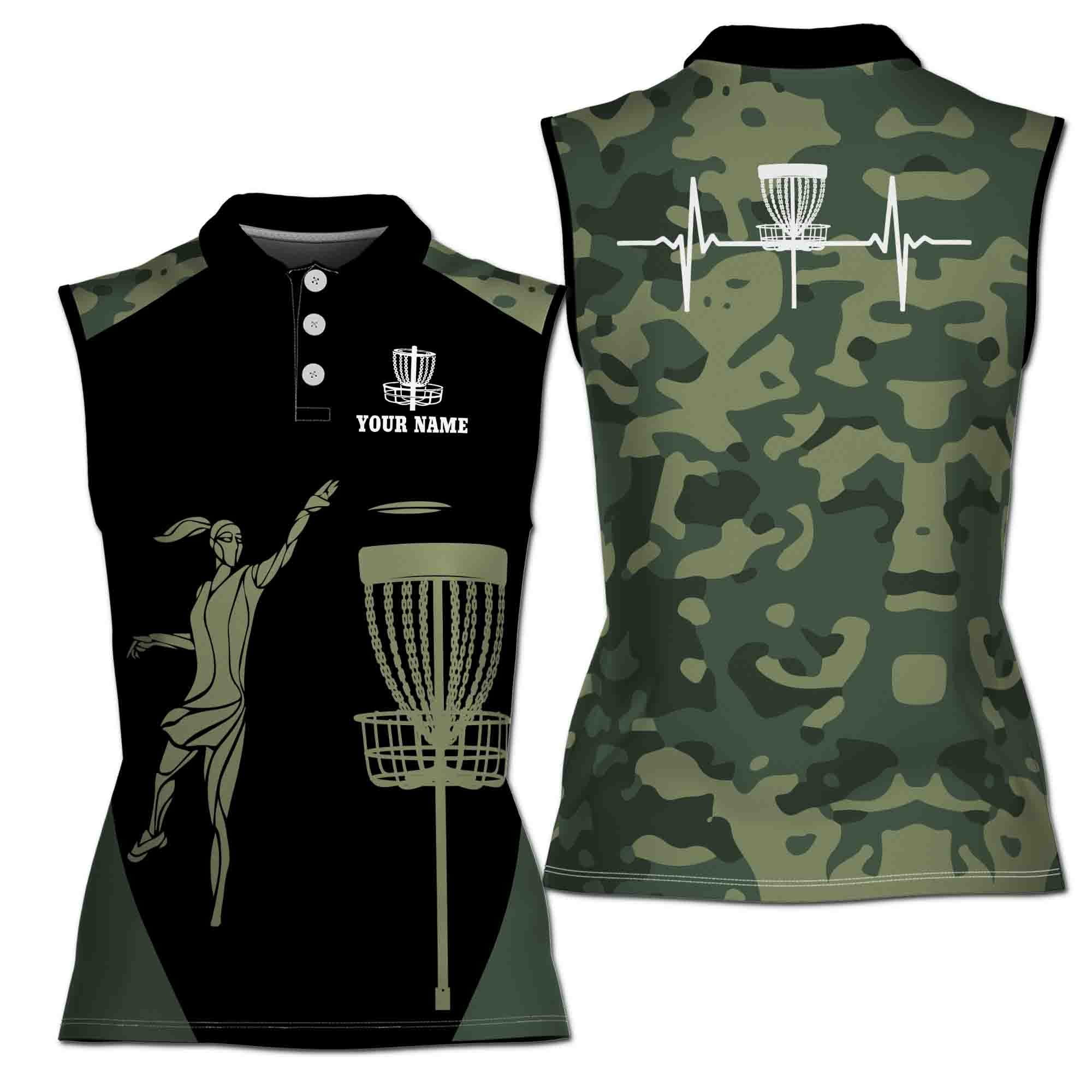 Custom Name Camouflage Camo Pattern Lady Disc Golf Women Sleeveless ...