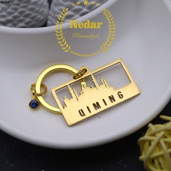 Custom Name Castle Keychain Customized Building House Nameplate ...