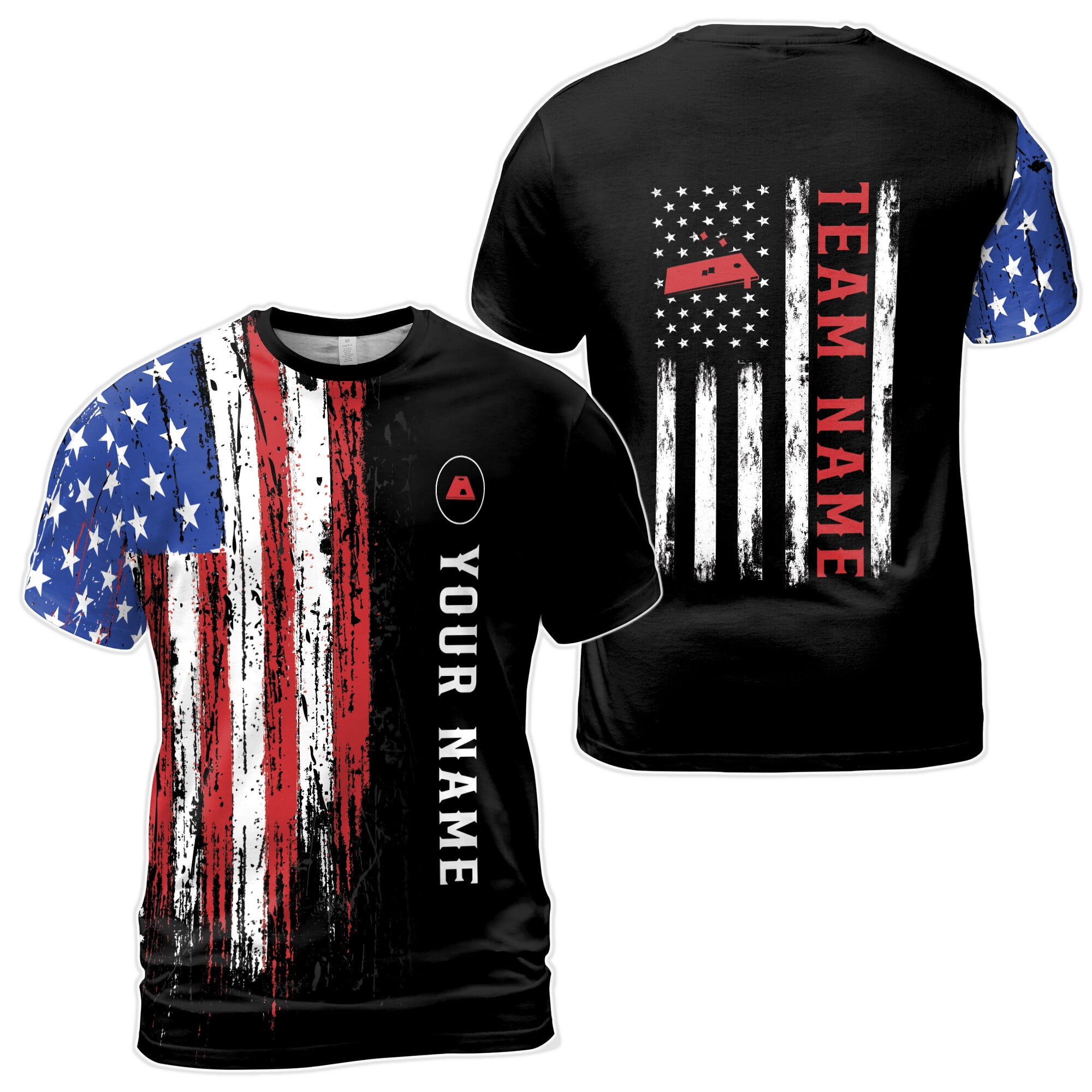 Custom Name Cornhole Team USA American Flag Black Men's T-shirt S-5XL - Walmart.com
