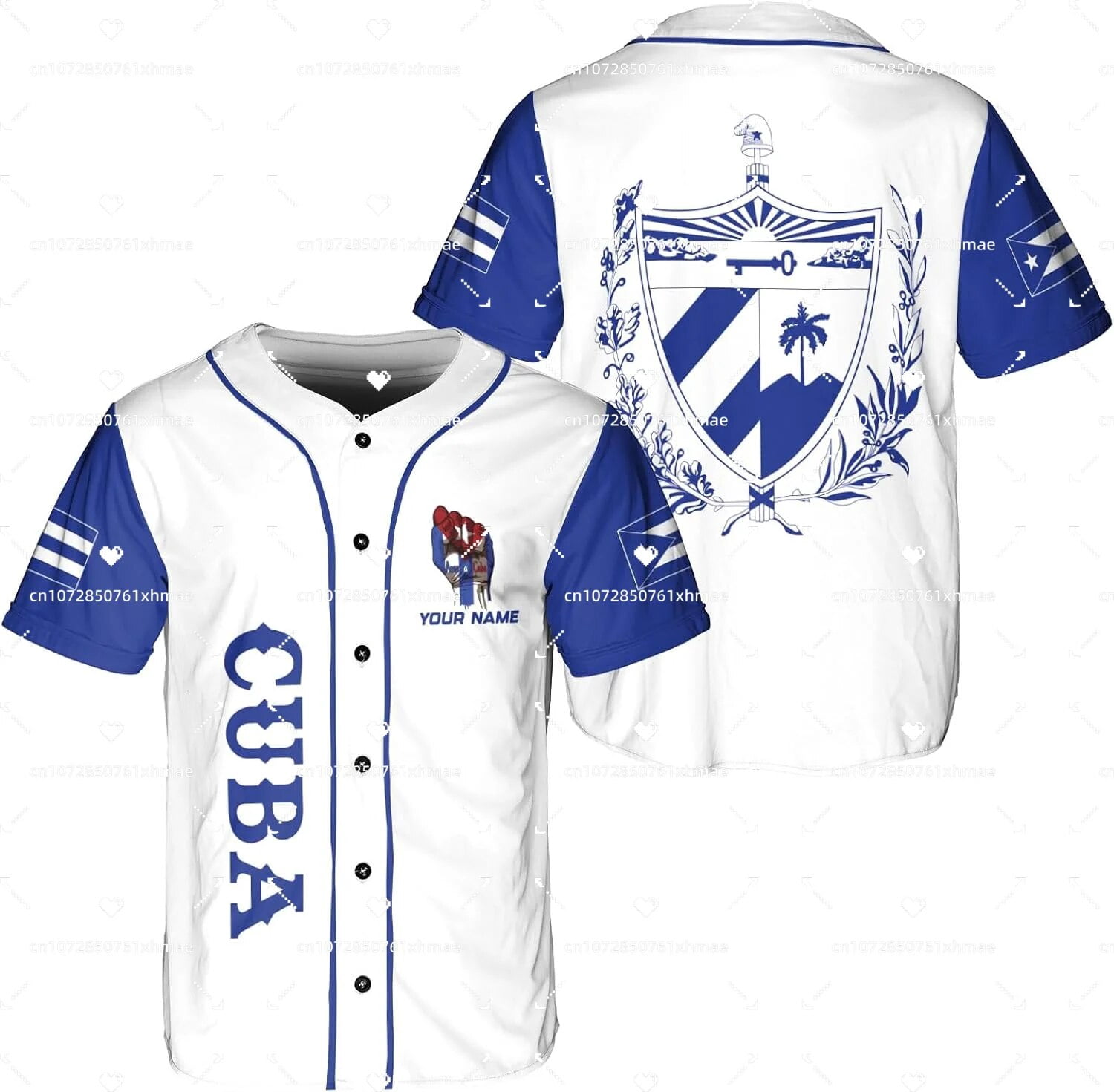 Custom Name Cuba Flag Badge Baseball Jersey Men's Womens Casual Jersey ...