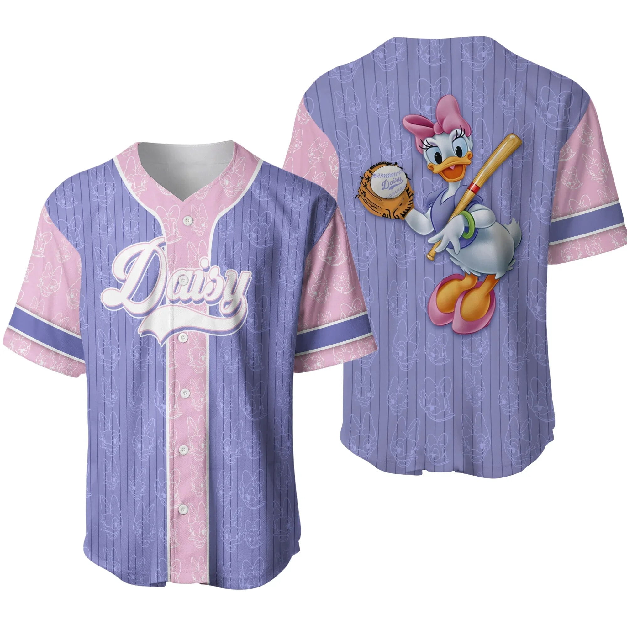 Custom Name Daisy Duck Baseball Jersey Men Women Jersey Disney Baseball ...
