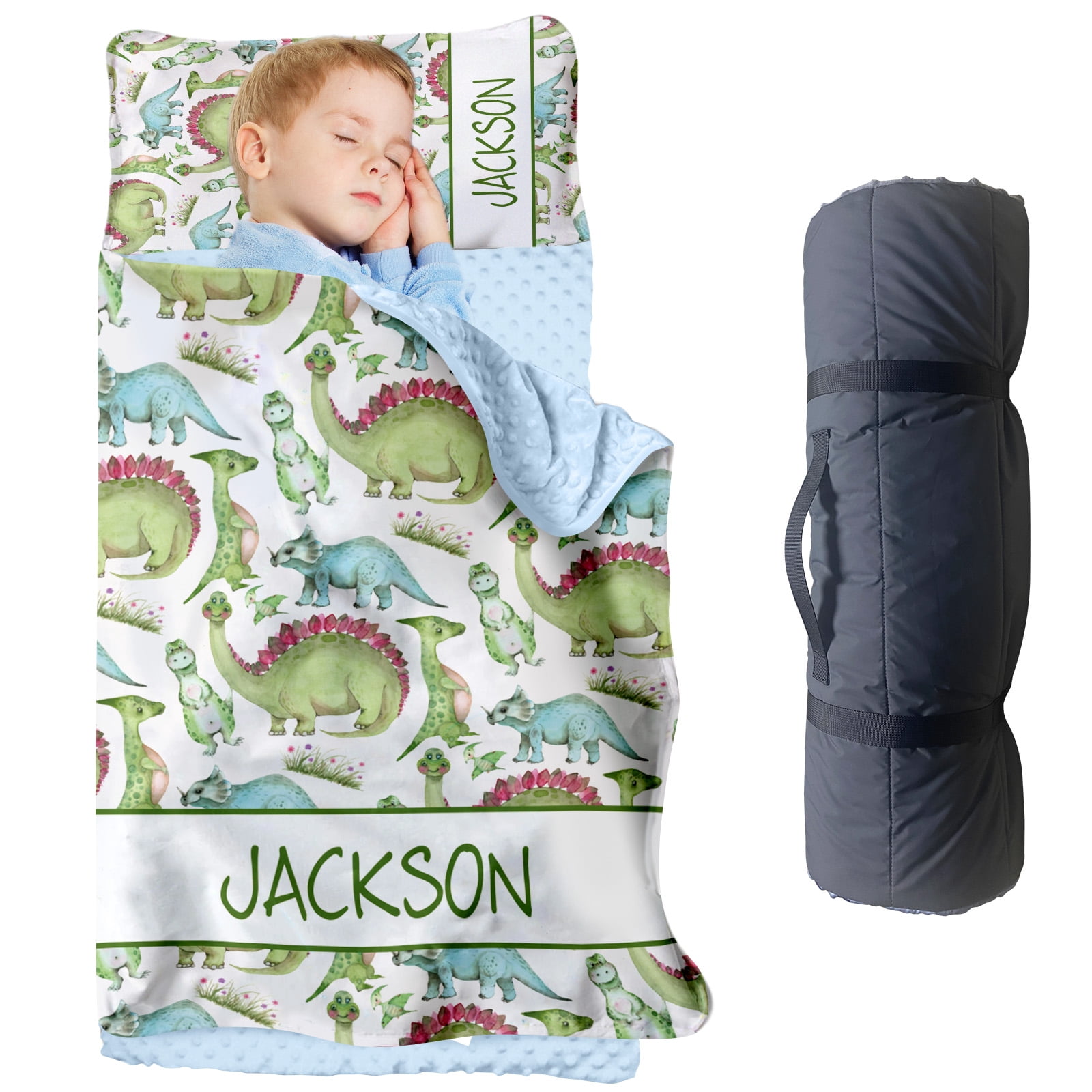 Custom Name Dinosaur Toddler Nap Mat - Personalized Dino Slumber Bag ...