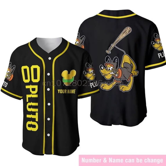 Custom Name Disney Pluto Baseball Jersey Men Women Tops Disney Baseball ...