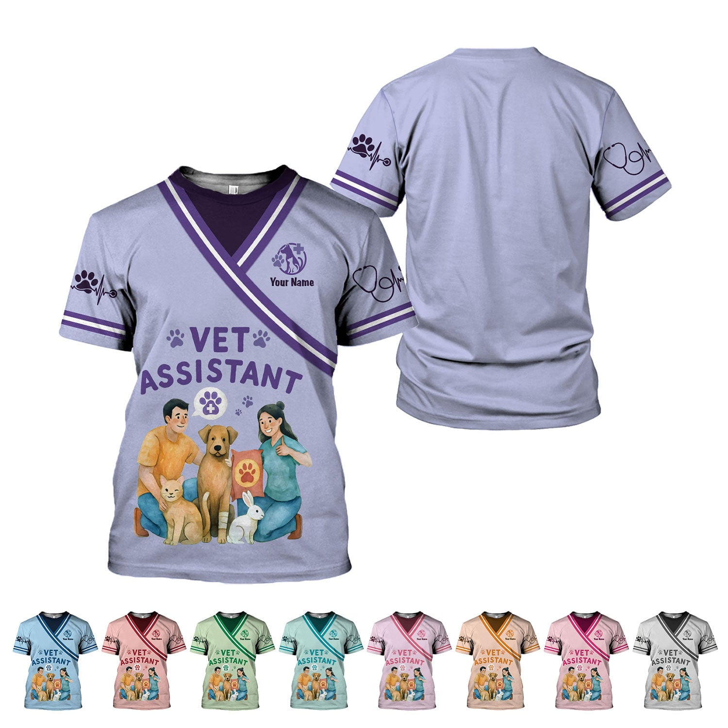 Custom Name Dog Grooming 3D Shirt, Pet Grooming Uniformt unisex T Shir ...