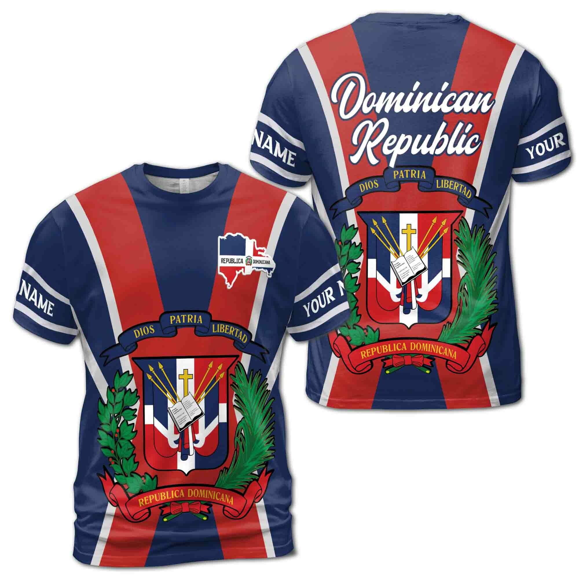 Custom Name Dominican Republic Color Inspired Colors Unisex T-Shirt S ...