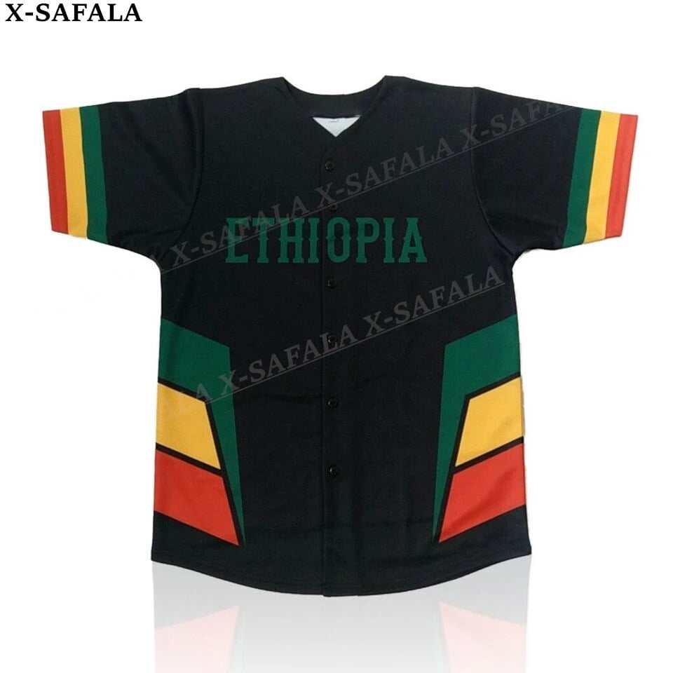 Custom Name ETHIOPIA Love Country Flag 3D Print Baseball Jersey Summer ...
