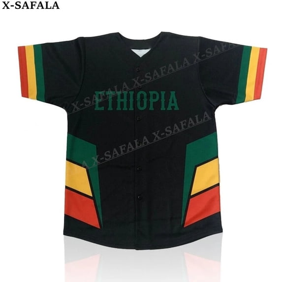 Custom Name ETHIOPIA Love Country Flag 3D Print Baseball Jersey Summer ...