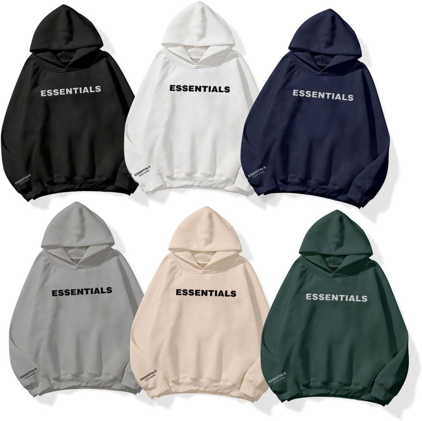 Custom Name Essentials Embroidered Sweatshirt Hip Hop Graphic Hoodie ...