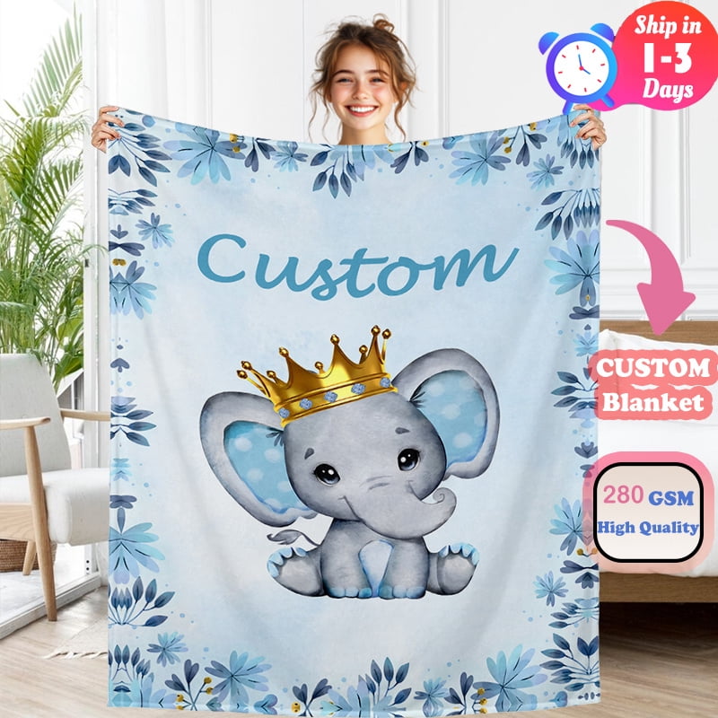 Custom Name Flannel Blanket Throw - Personalized Gift for Bed, Sofa ...