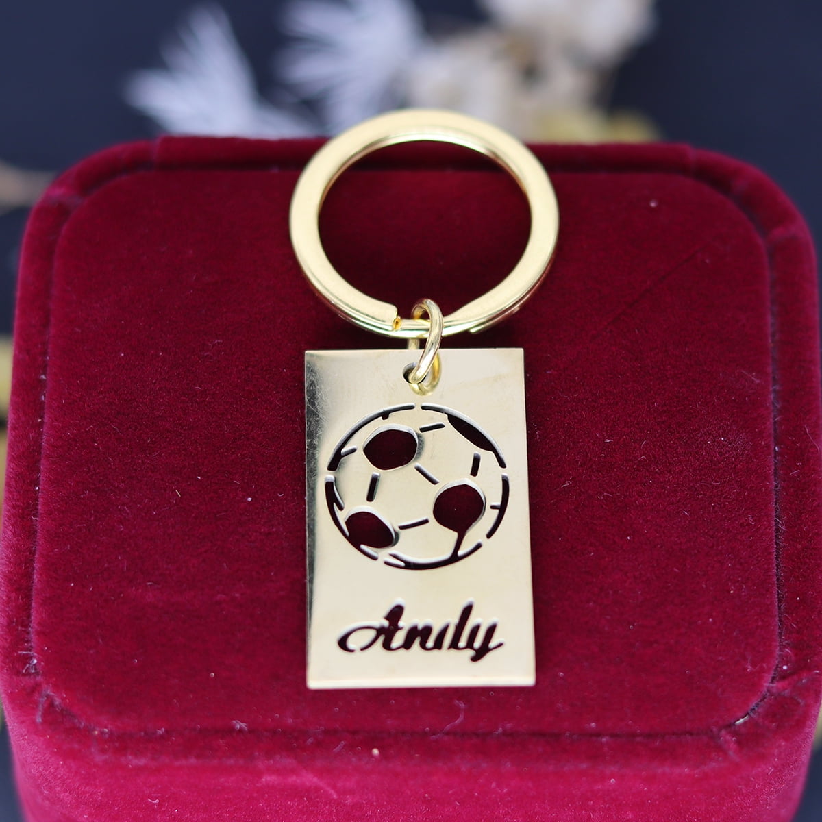 Custom Name Football Keychain Stainless Steel Key Chain For Football ...