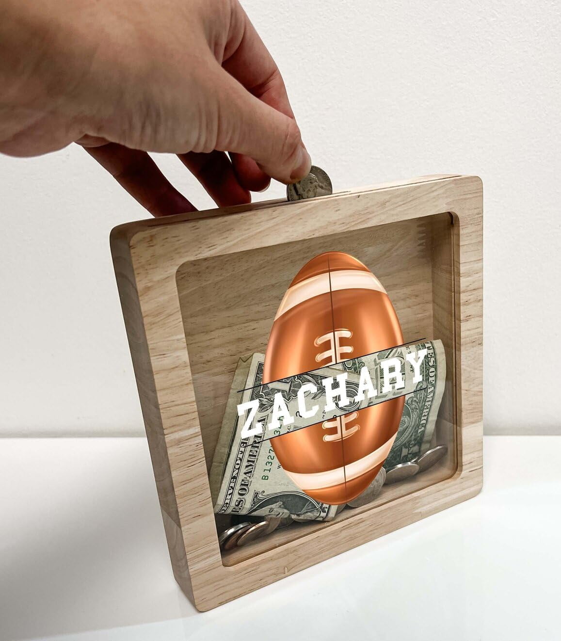 Custom Name Free Personalized Savings Piggy Bank Money Box, Football ...