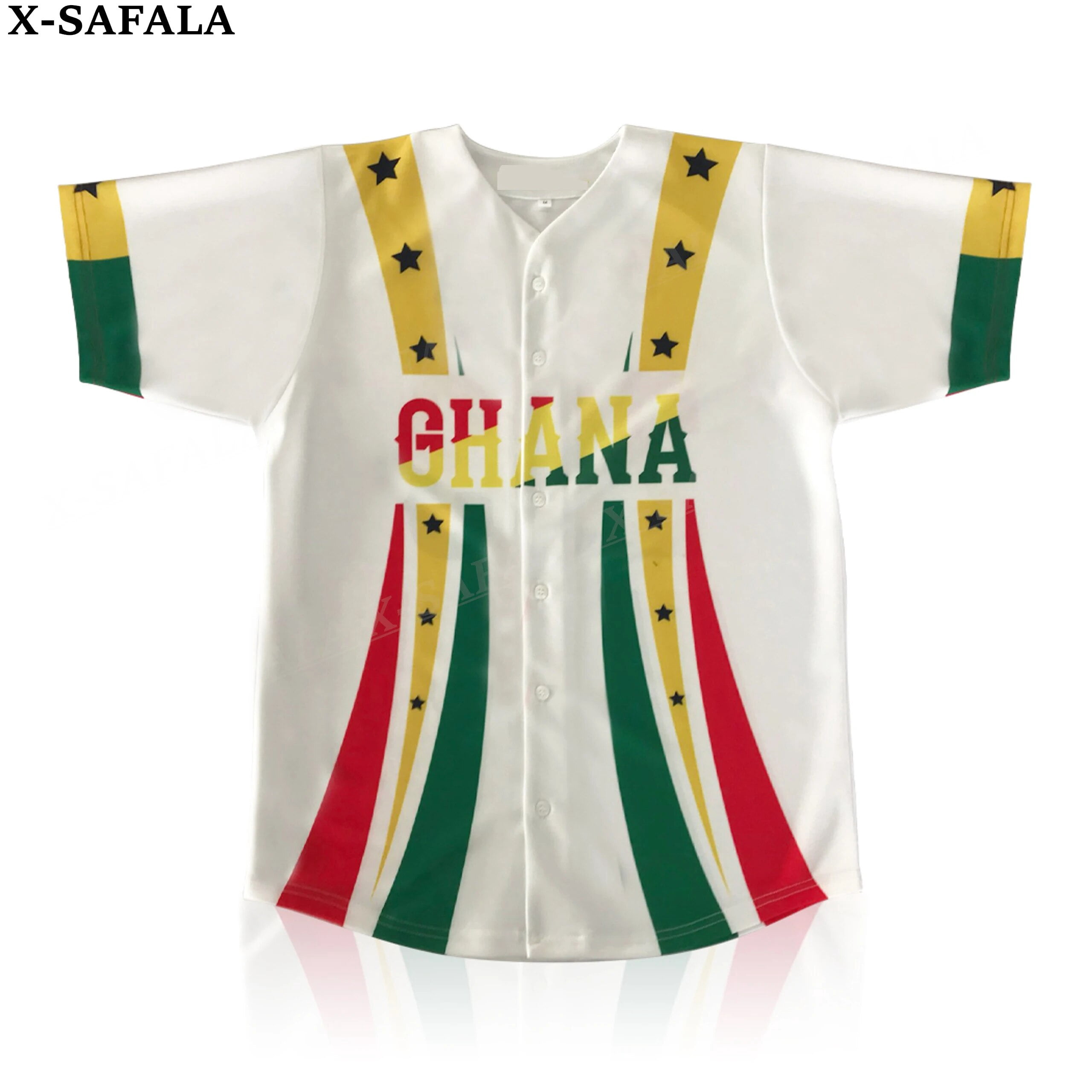 Custom Name GHANA Love Country Flag 3D Print Baseball Jersey Summer ...