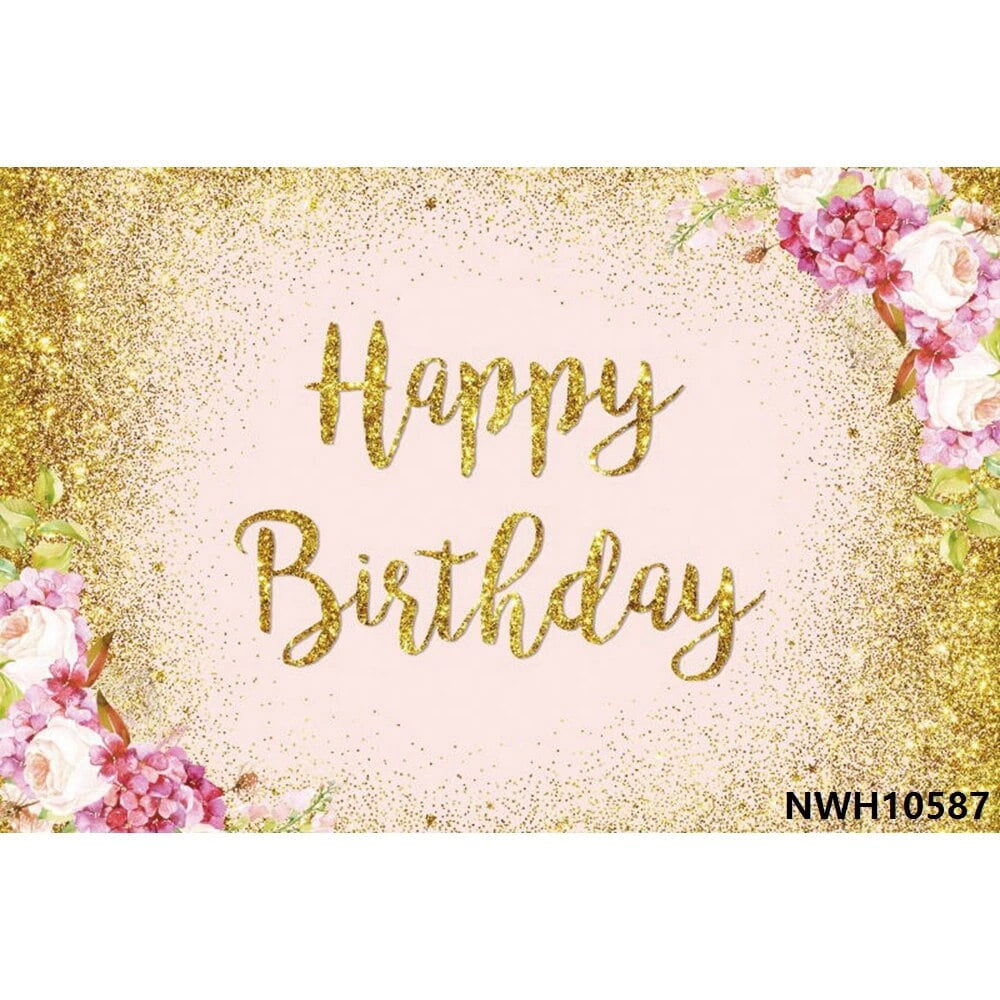 Custom Name Gold Glitter Birthday Party Banner Backgrounds Baby Shower ...